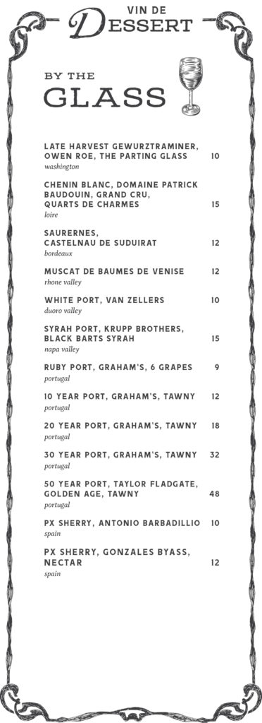 Dessert Menu | Rat's Restaurant