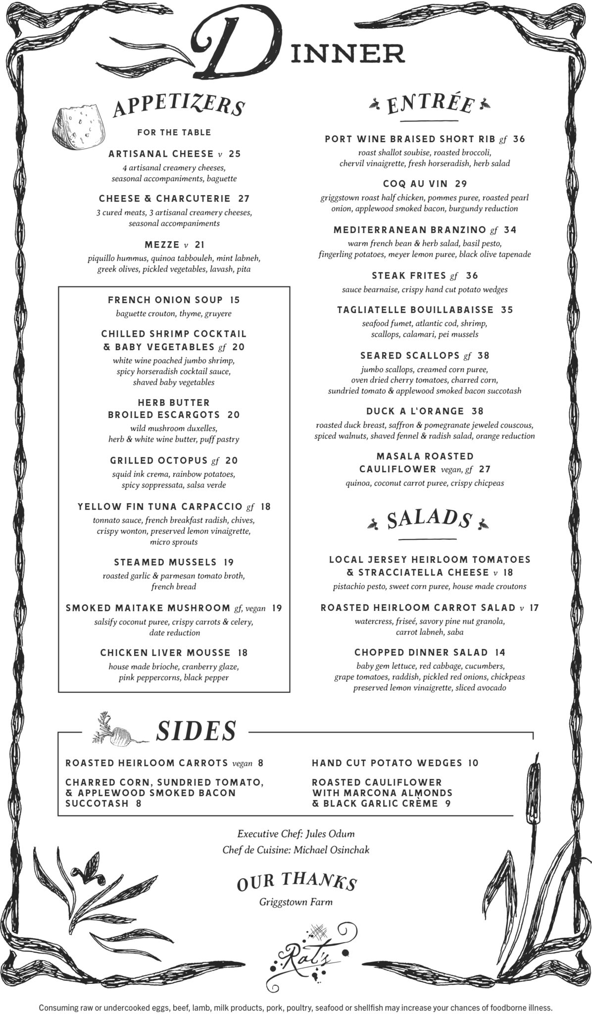 Dinner Menu | Rat's Restaurant