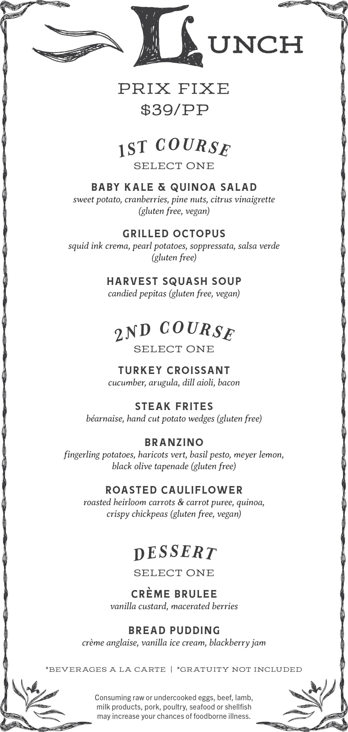 Restaurant Week Lunch Menu | Rat's Restaurant