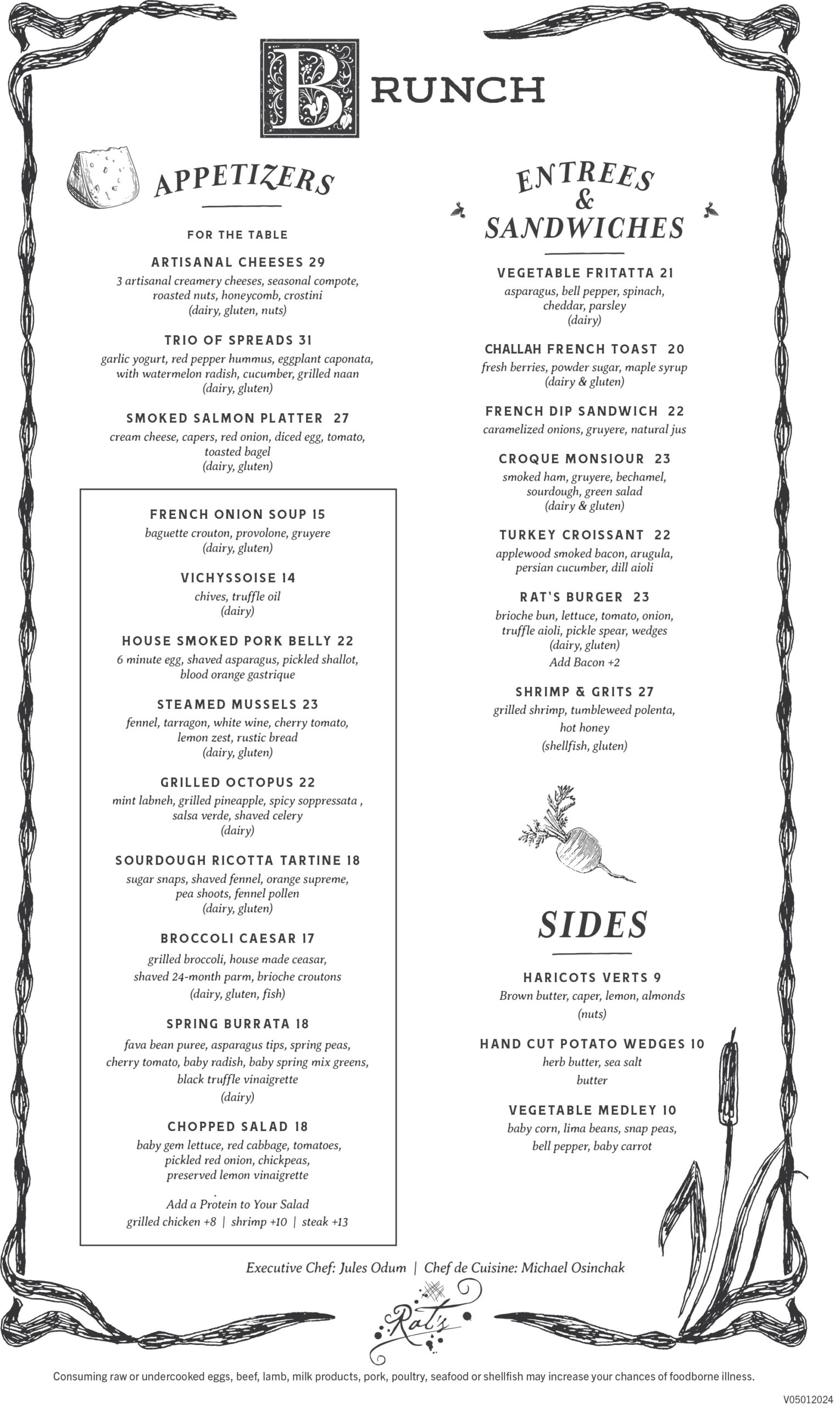 Brunch Menu | Rat's Restaurant