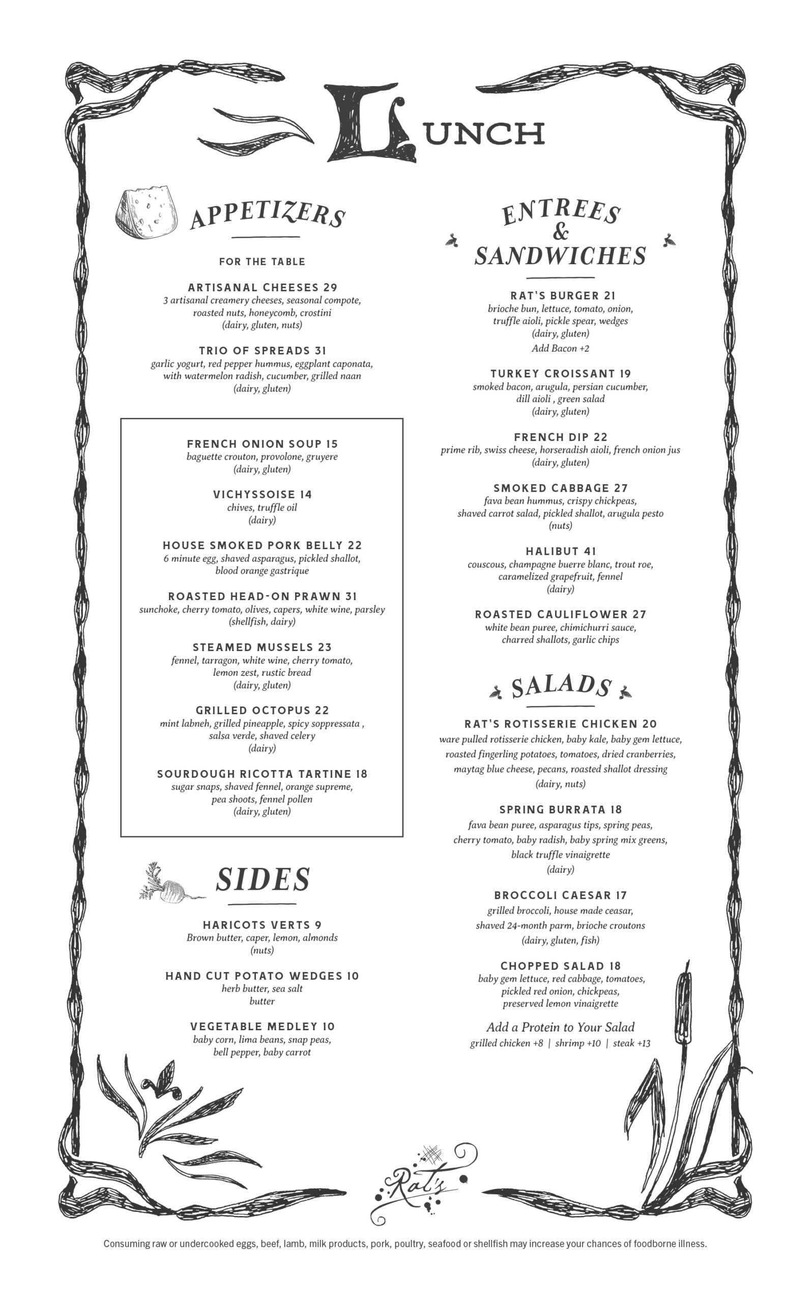 Lunch Menu | Rat's Restaurant