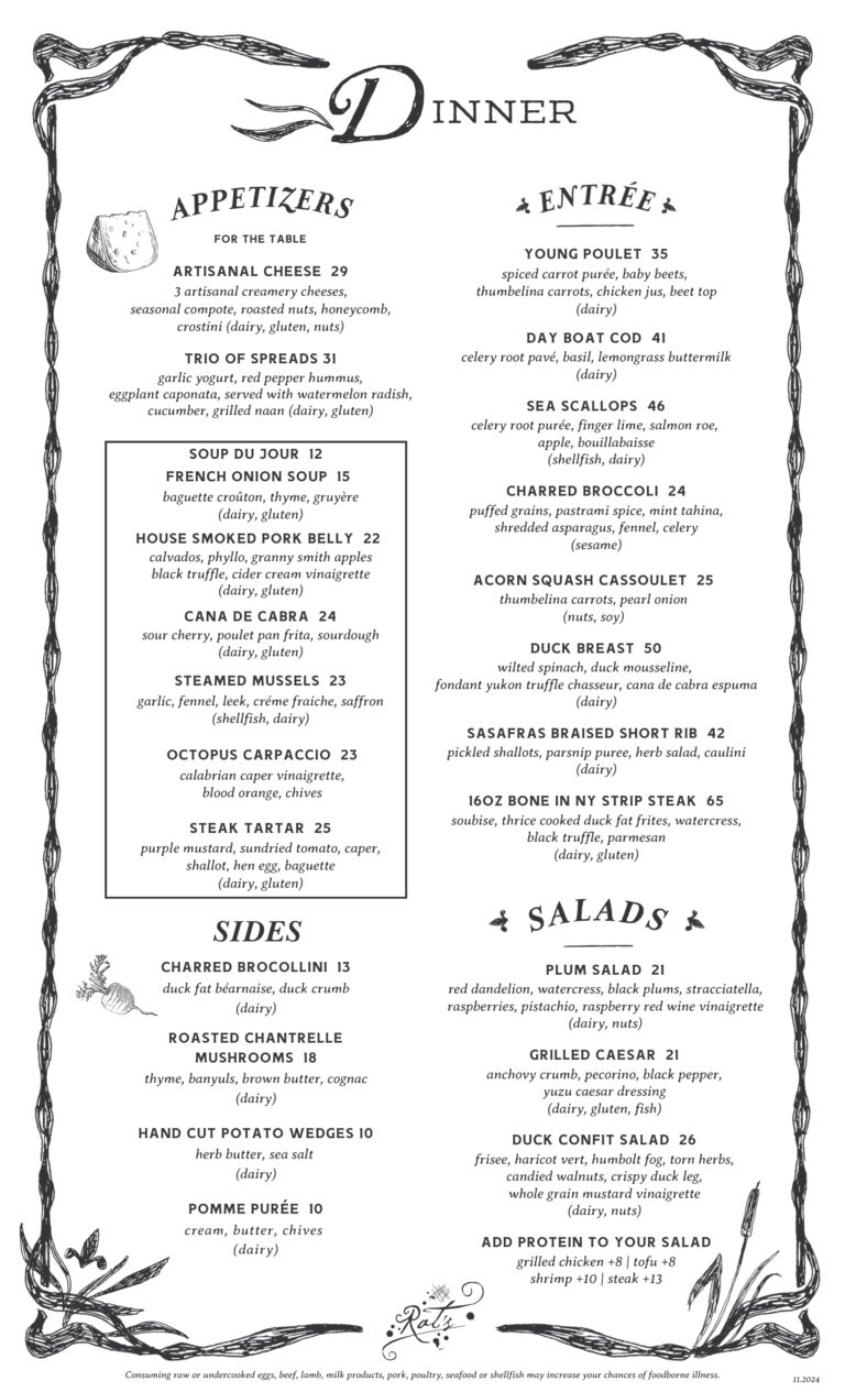 Dinner Menu | Rat's Restaurant
